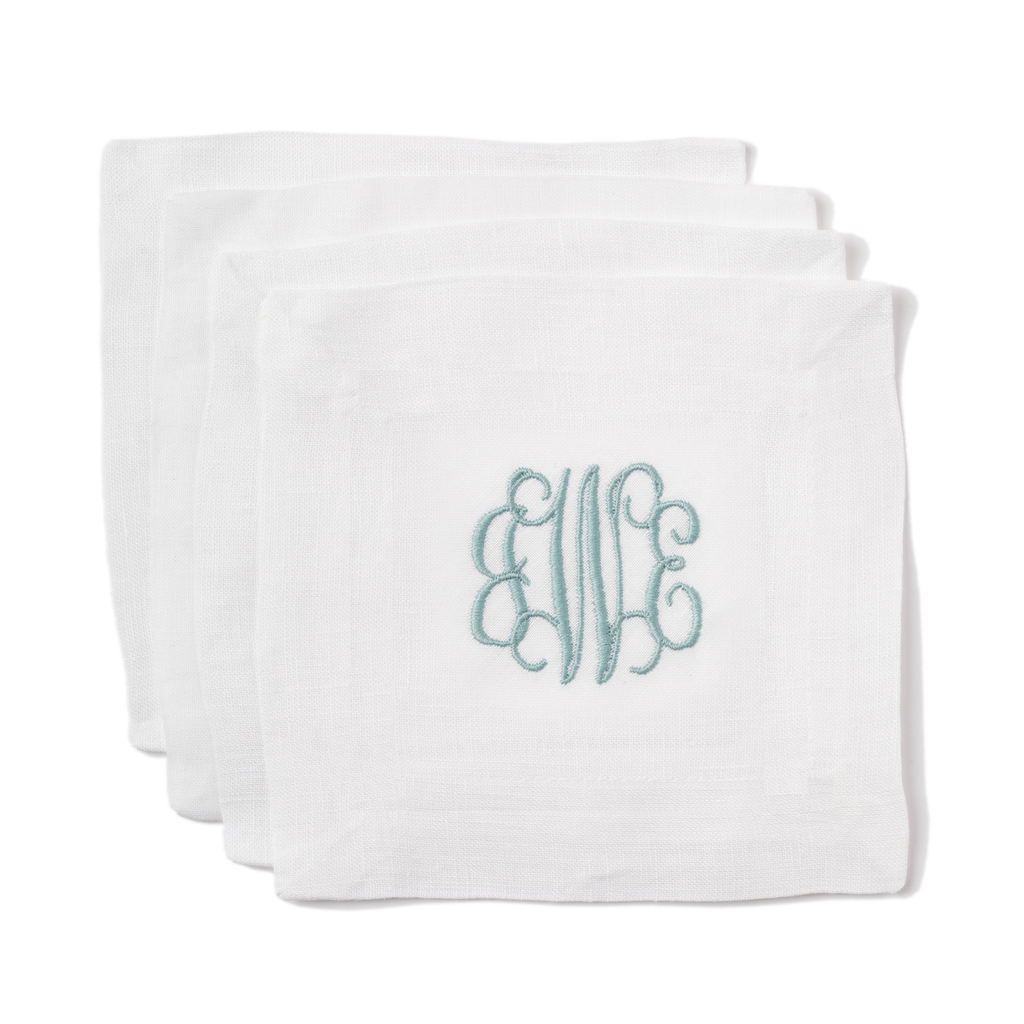 White Linen Coasters, , monogrammed by Initially London