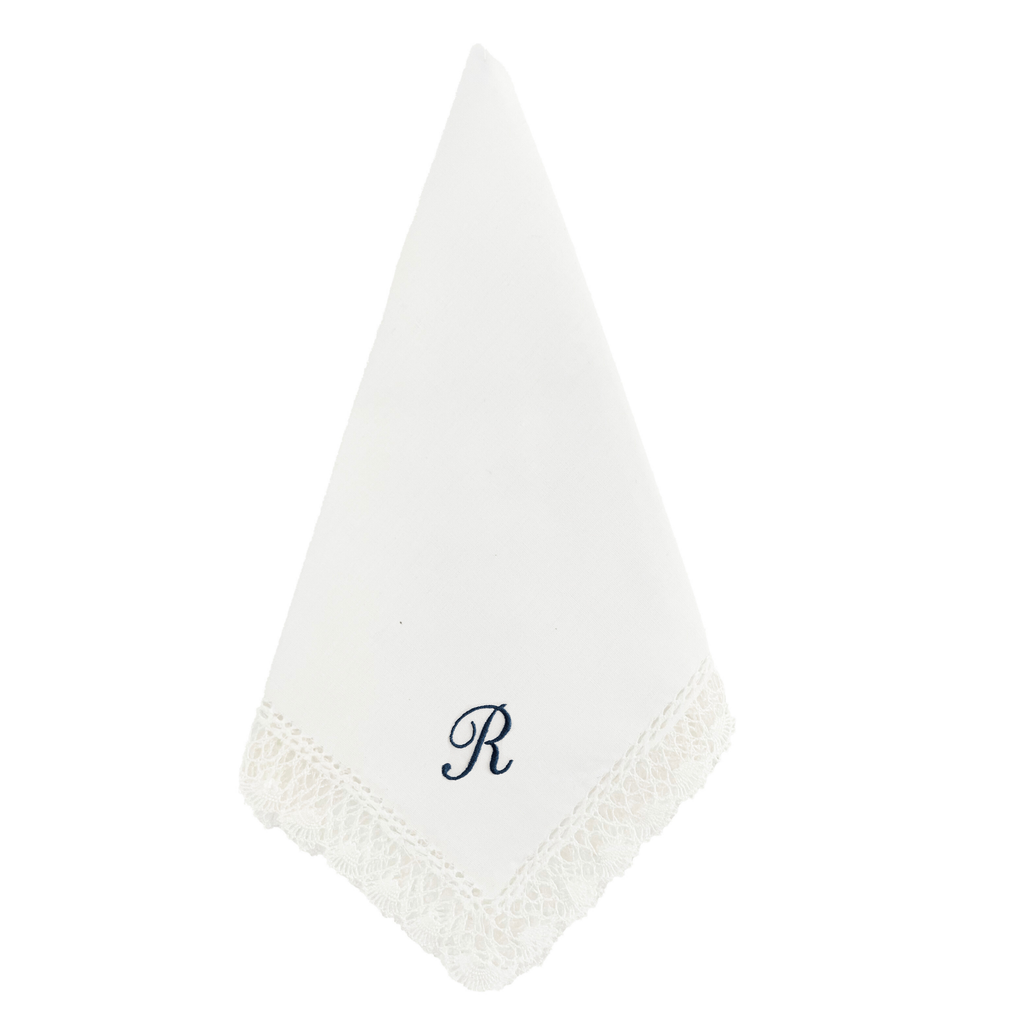 Lace Border Handkerchief, , monogrammed by Initially London