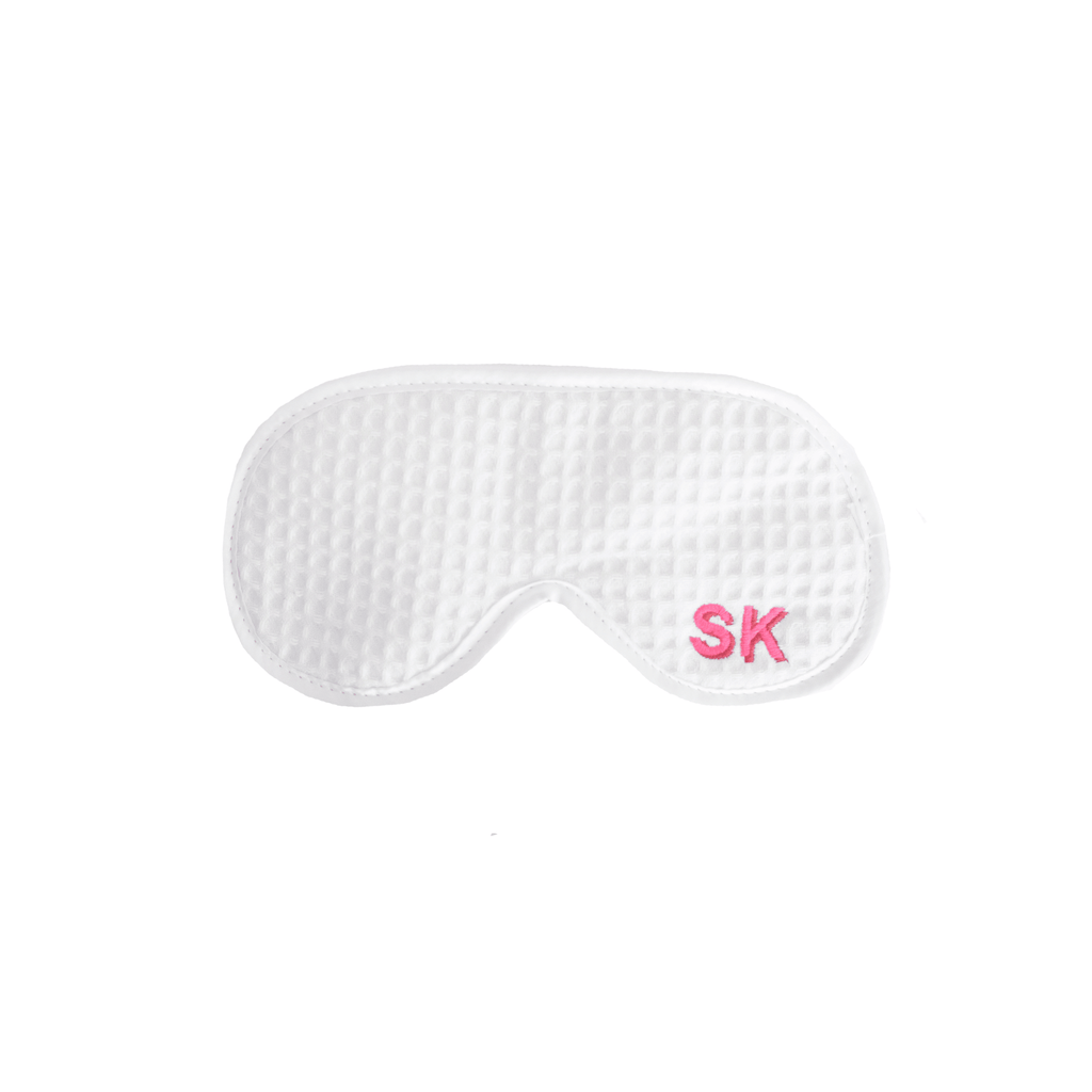 White Waffle Eye Mask, monogrammed by Initially London